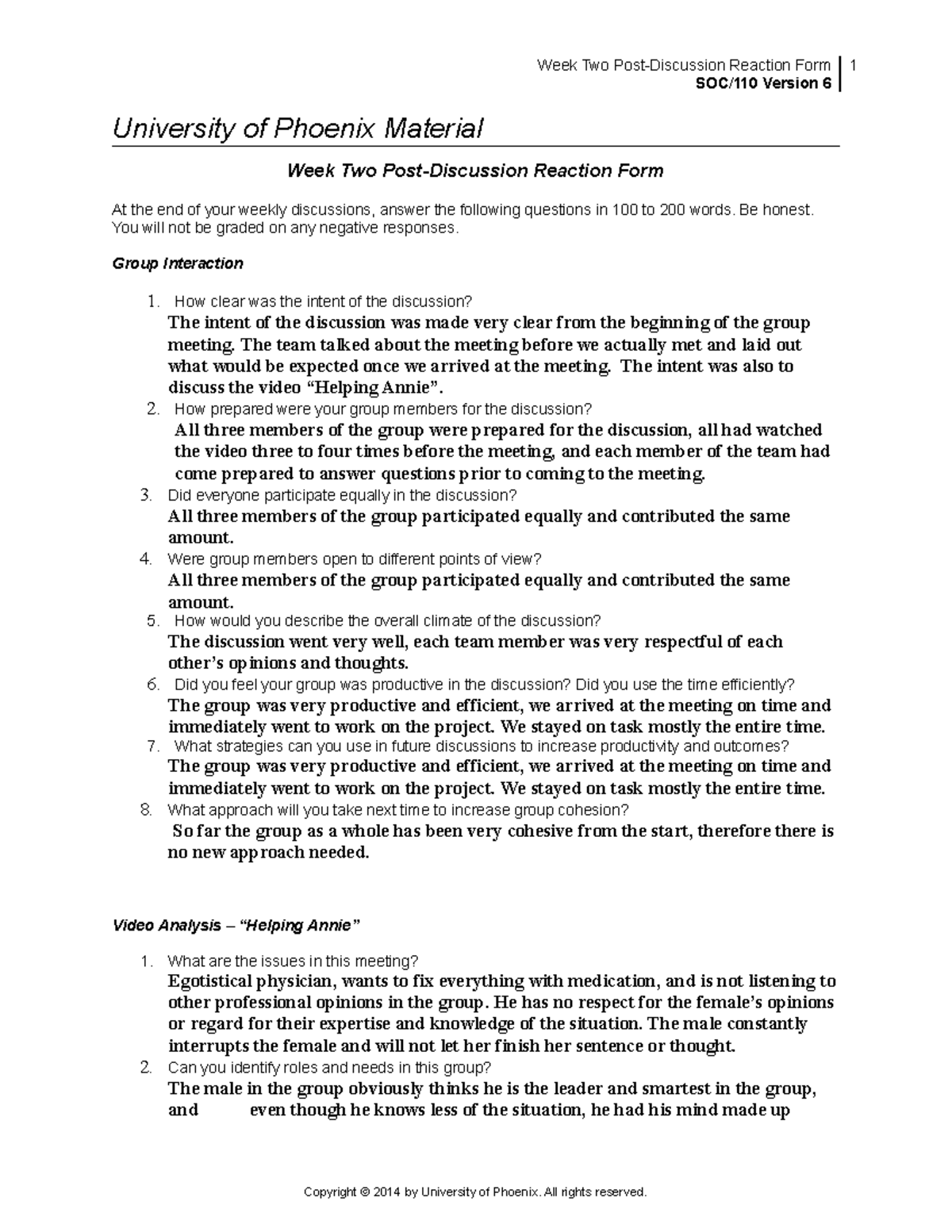 University of Phoenix Material Week Two - Week Two Post-Discussion ...