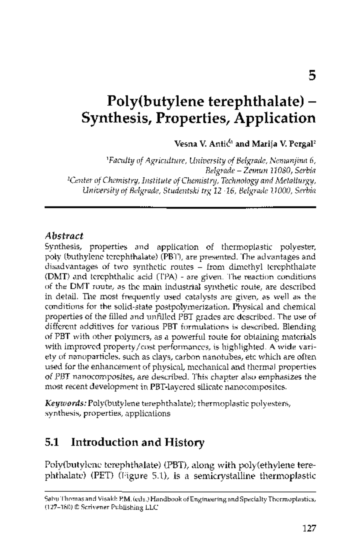 10 - ugh huj aij hjk - 5 Poly(butylene terephthalate) - Synthesis, Properties, Application Vesna ...