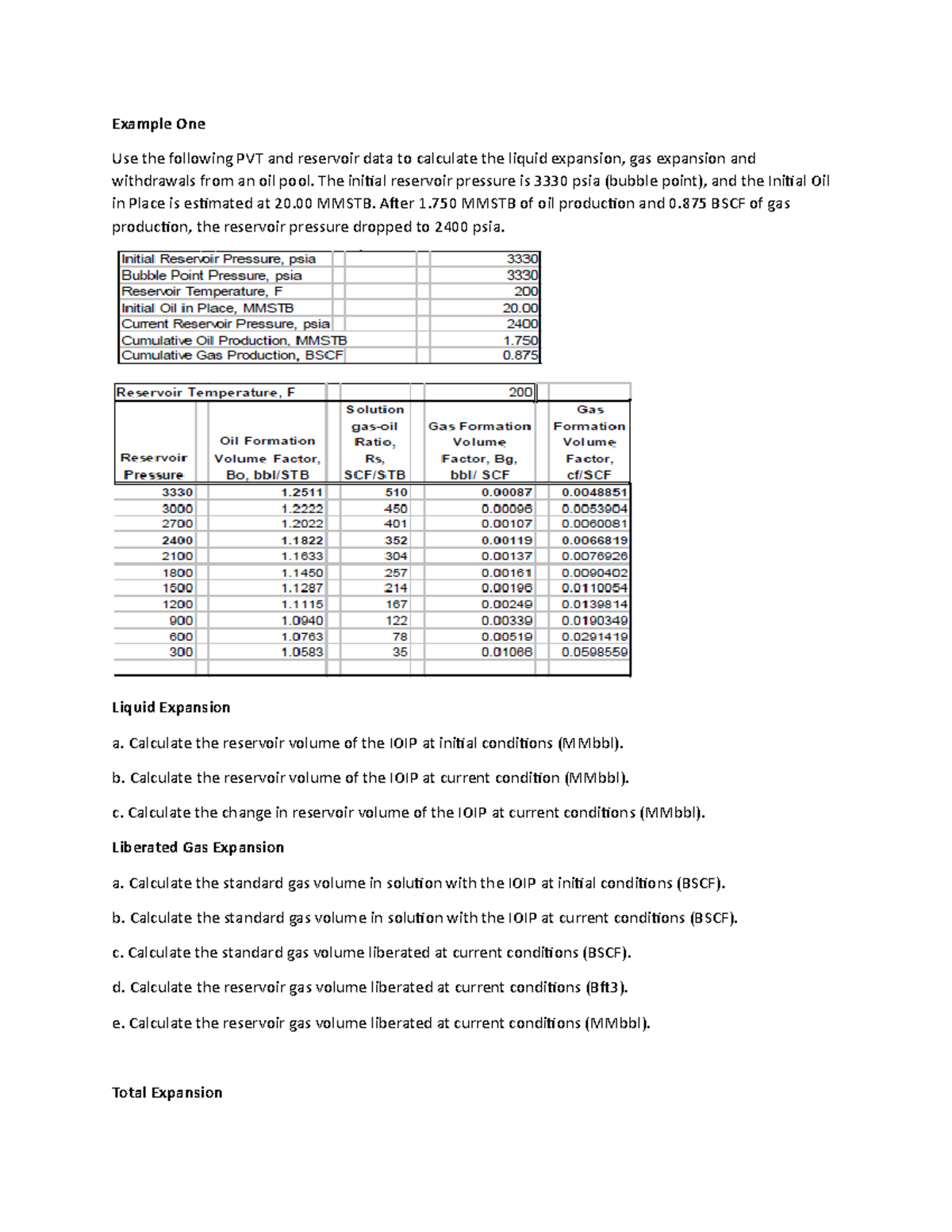 RESR 344 Module 8 - Simple Oil Material Balance examples - RESR344 - SAIT Polytechnic - Studocu