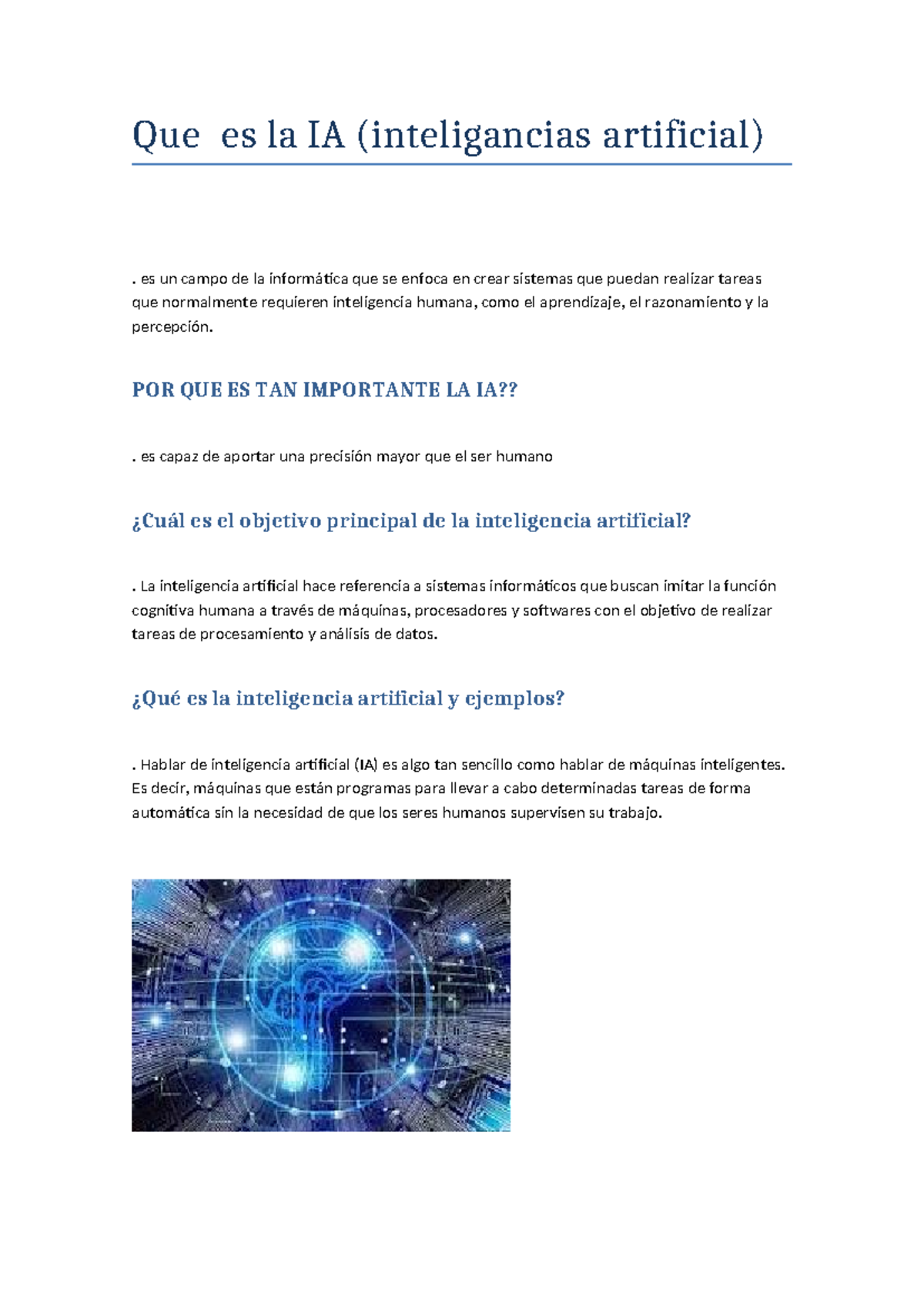 Que es la IA - es un campo de la informática que se enfoca en crear ...
