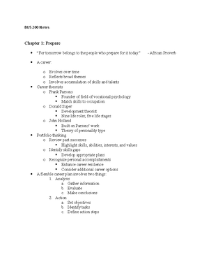 BUS 200 - Chapter 2 Notes - Chapter 2: Skills “Ability will never catch ...