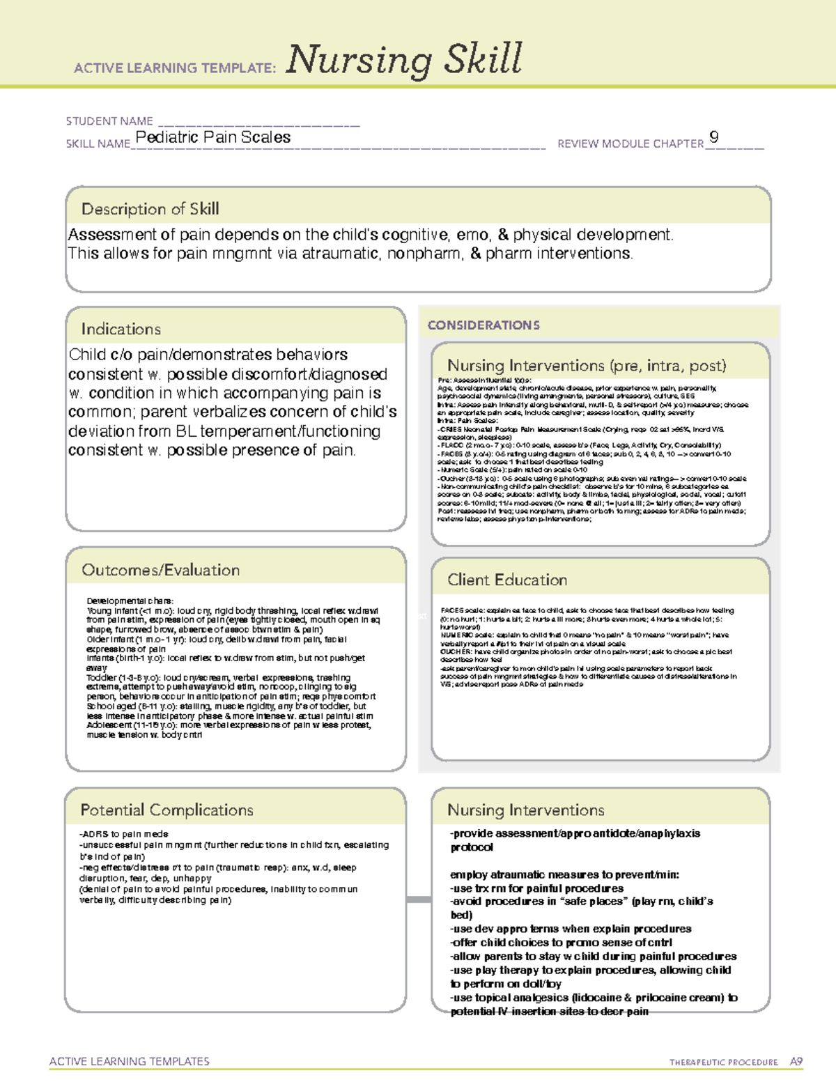 Pediatric Pain Scales Skills Temp - ACTIVE LEARNING TEMPLATES ...