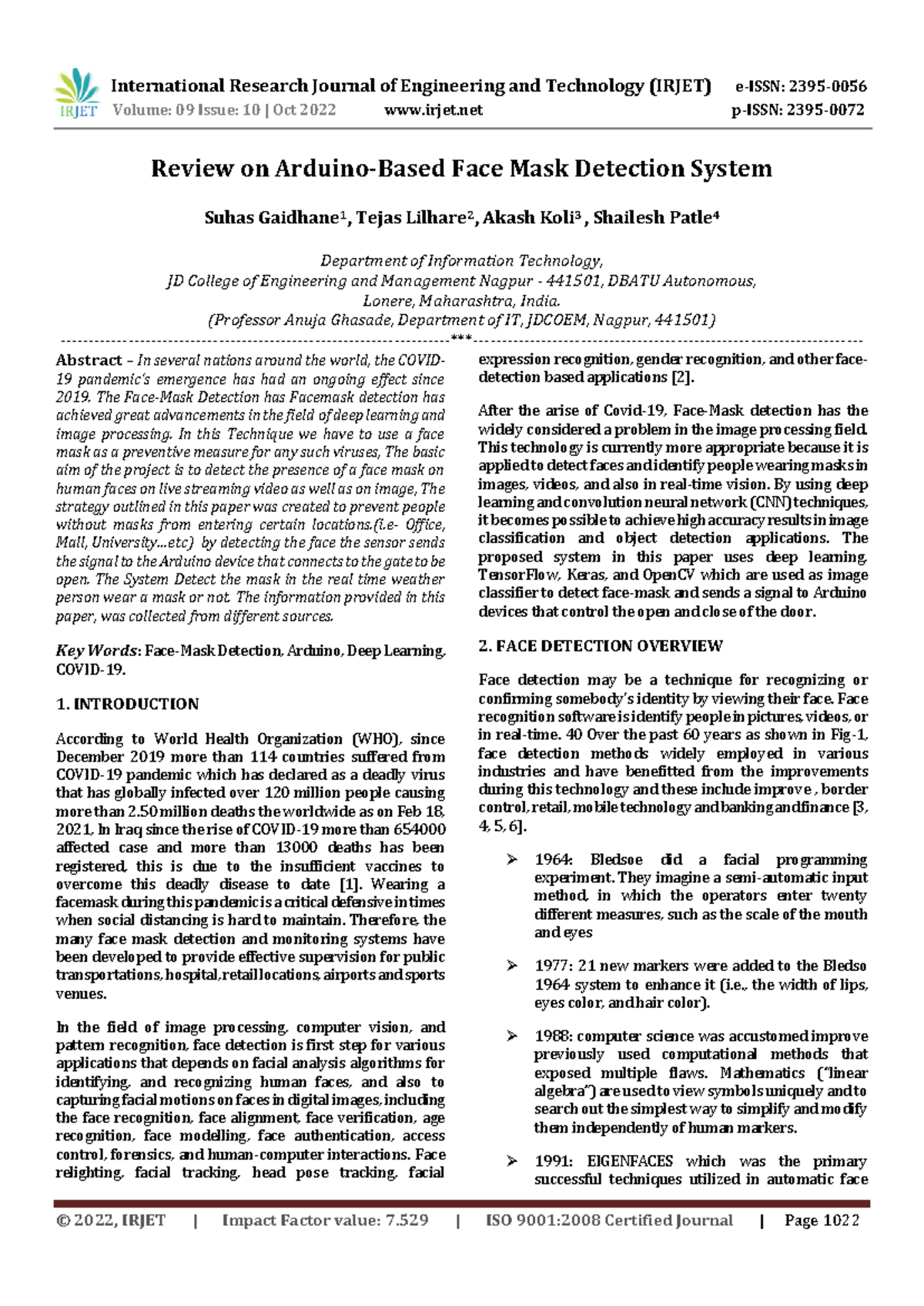 Irjet-V9I10158 - Volume: 09 Issue: 10 | Oct 2022 irjet p-ISSN: 2395 ...