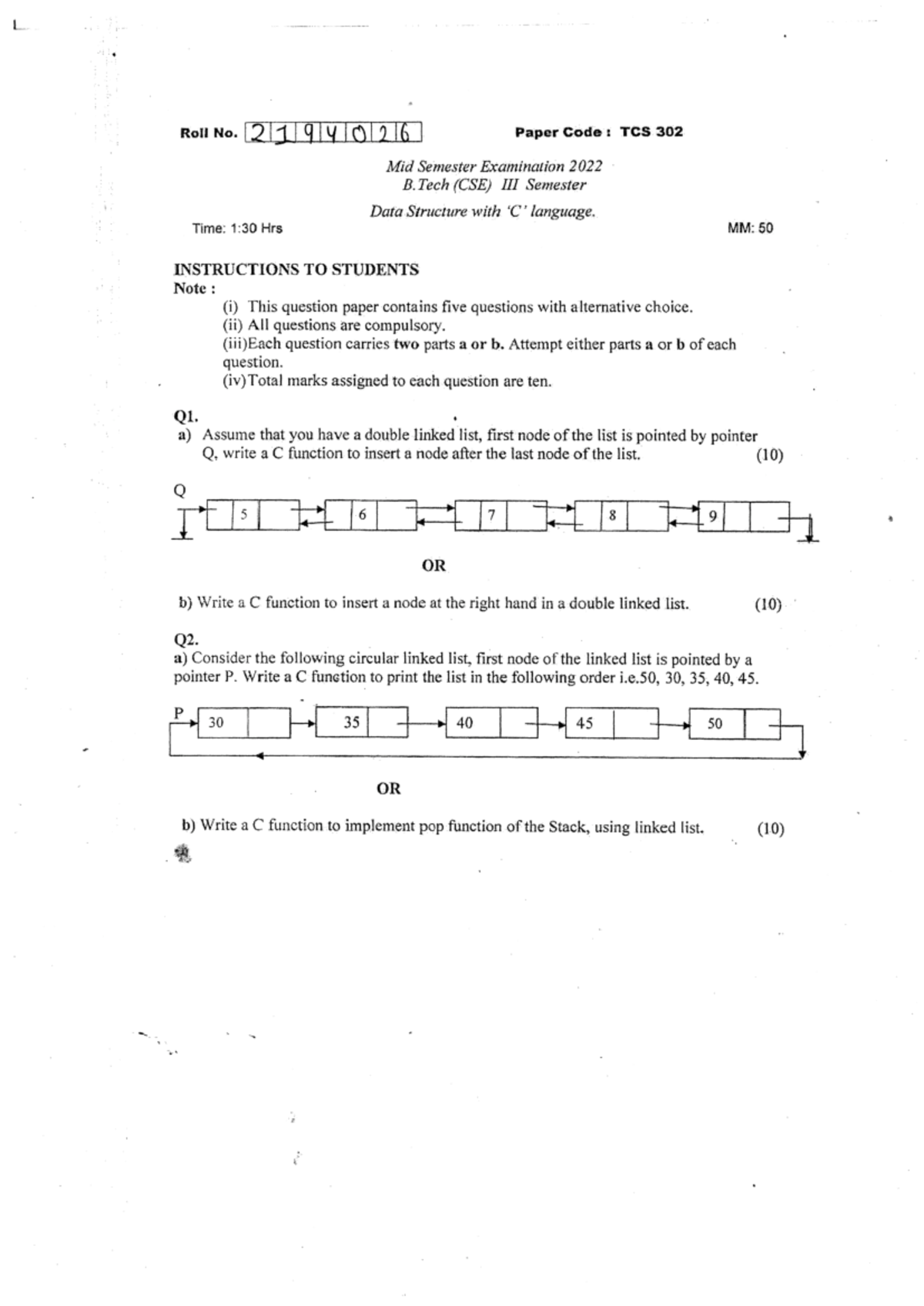 Tcs302 midsem 2022 - Btech cse - Studocu