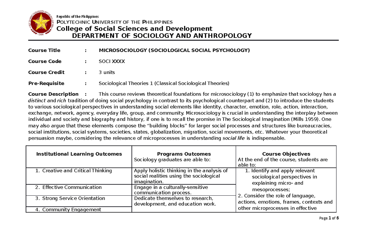 Microsociology Social Psychology docx - Republic of the Philippines ...