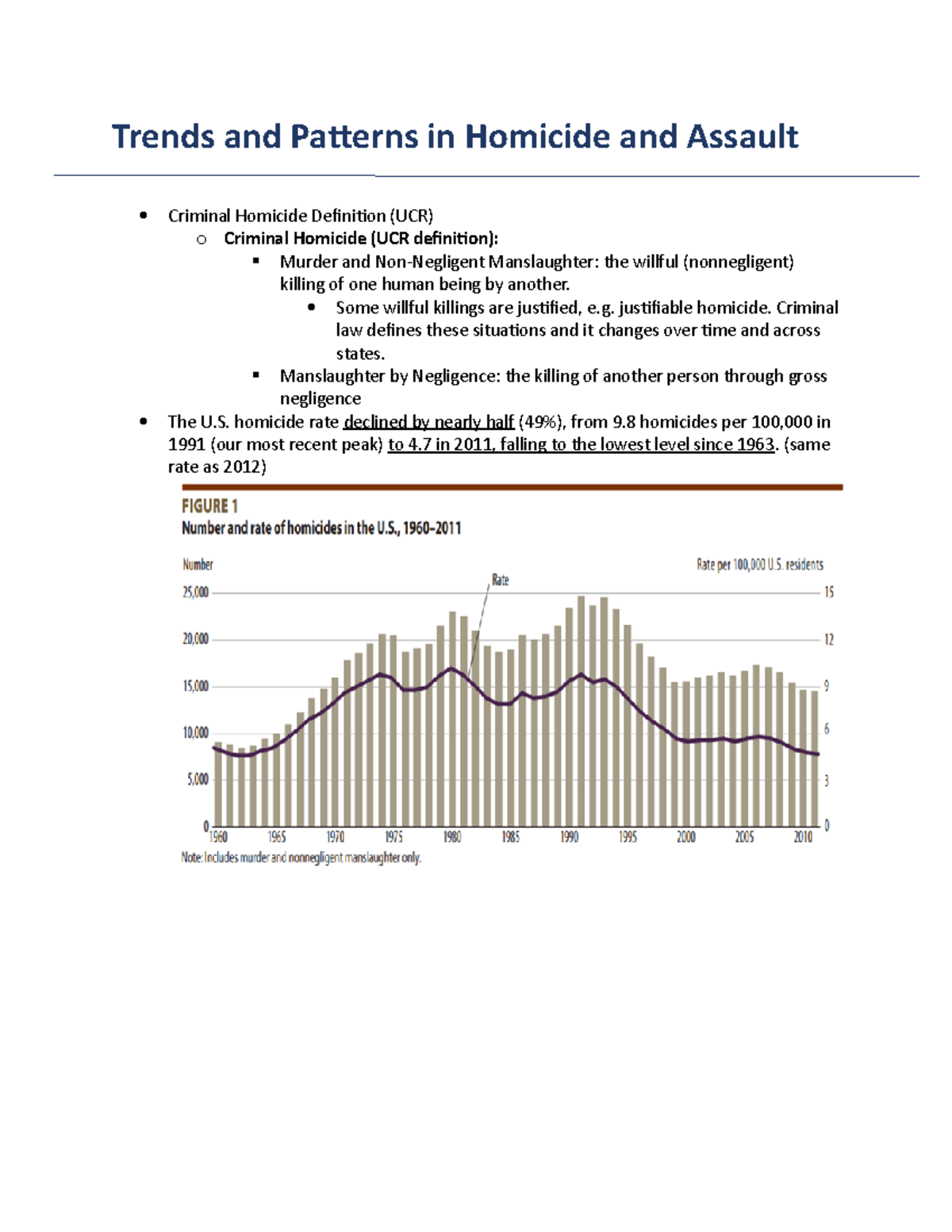 Trends and Patterns in Homicide and Assault - Some willful killings are ...