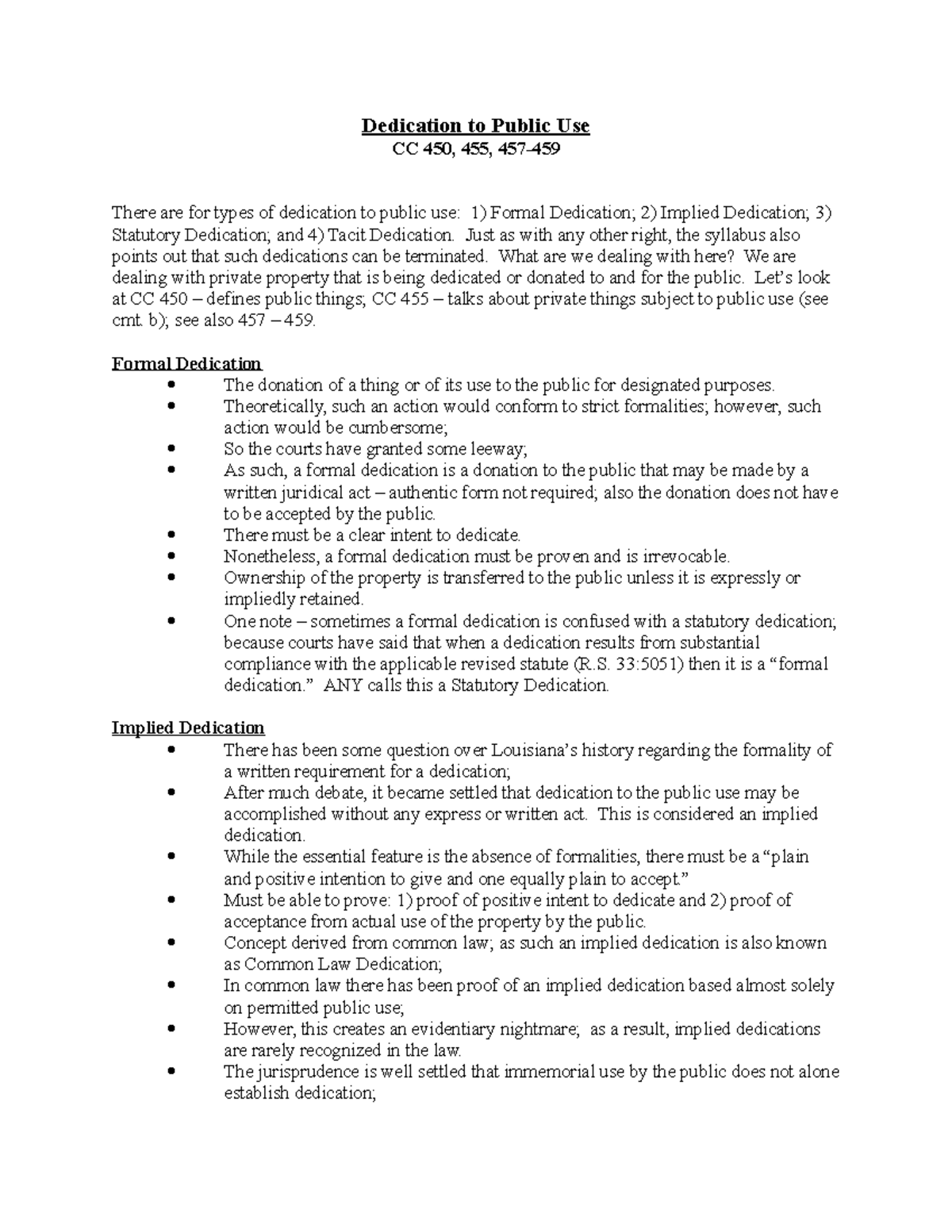 Dedication to Public Use Information - Dedication to Public Use CC 450 ...