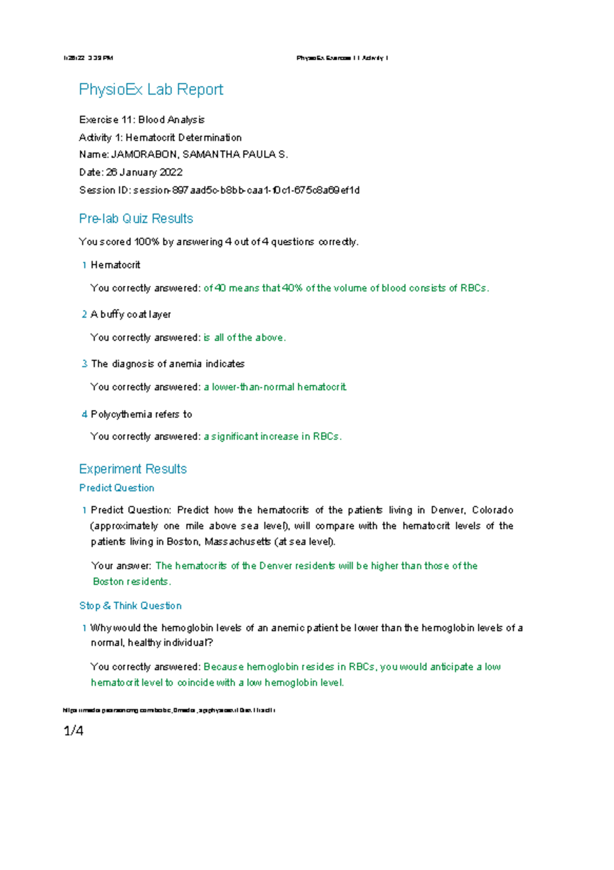 Physio Ex Exercise 11 Activity 1 - PhysioEx Lab Report Exercise 11 ...