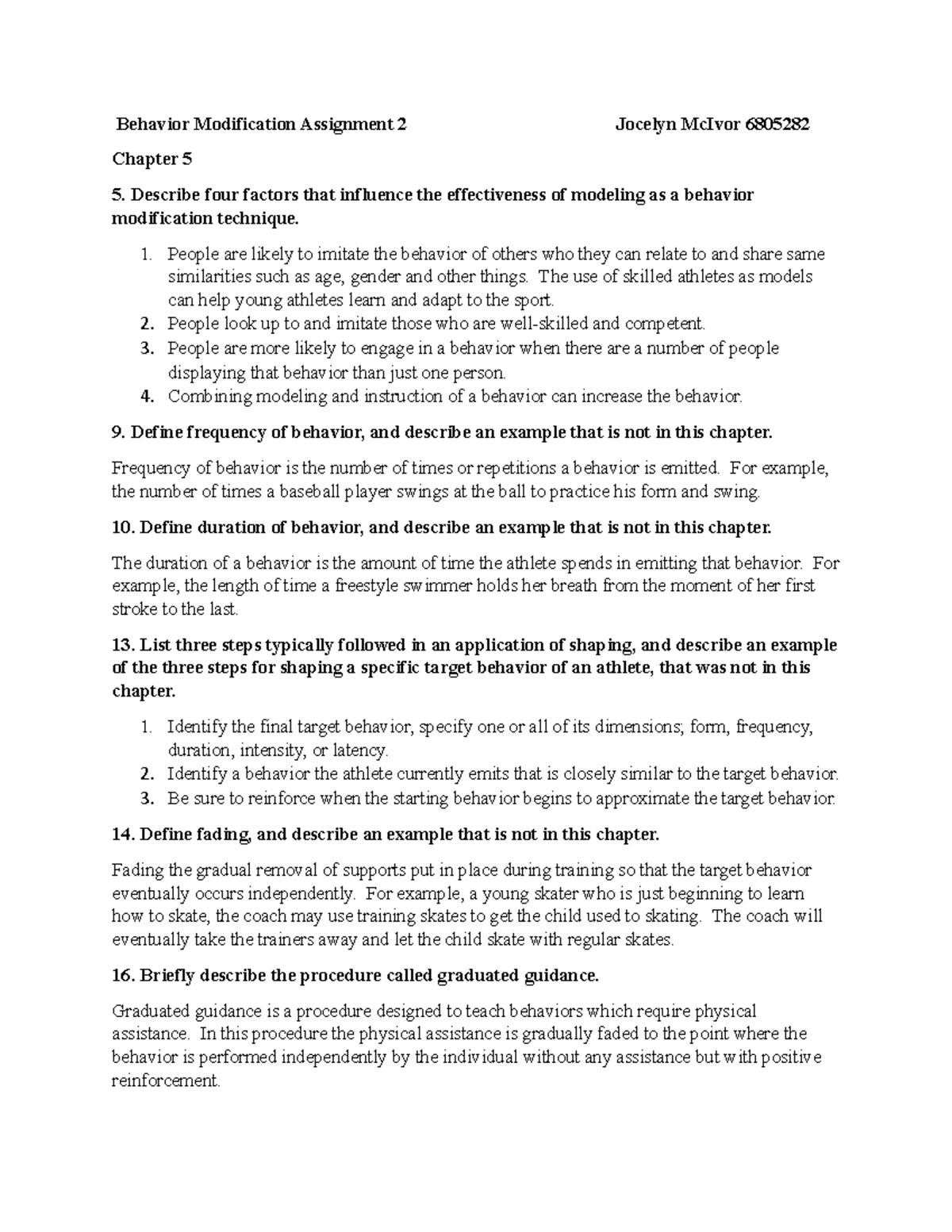 Behavior Modification Assignment 2- Jocelyn Mc Ivor - Behavior ...