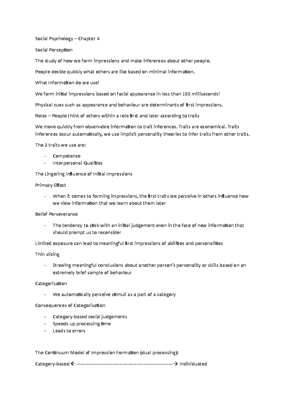 Social Psychology - Chapter 4 (Social Perception) - Social Psychology ...