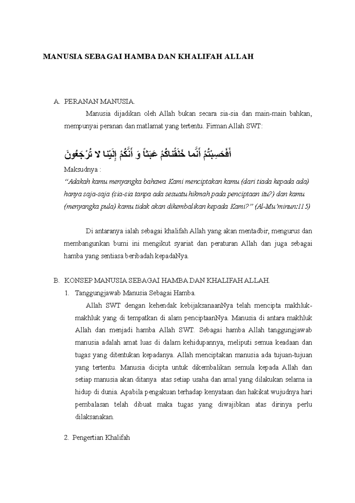 Manusia Sebagai Hamba DAN Khalifah Allah - MANUSIA SEBAGAI HAMBA DAN ...