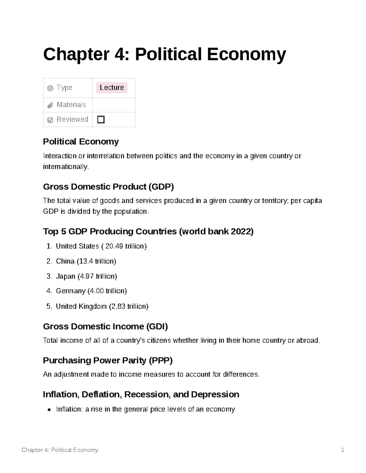 Chapter 4 Political Economy - Chapter 4: Political Economy 1 Chapter 4 ...