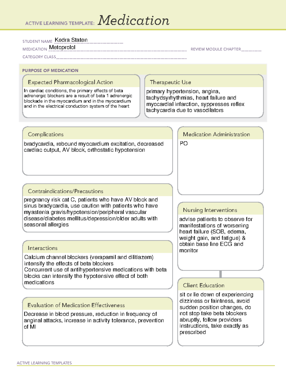 Kstaten metoprolol 02152022 - ACTIVE LEARNING TEMPLATES Medication ...