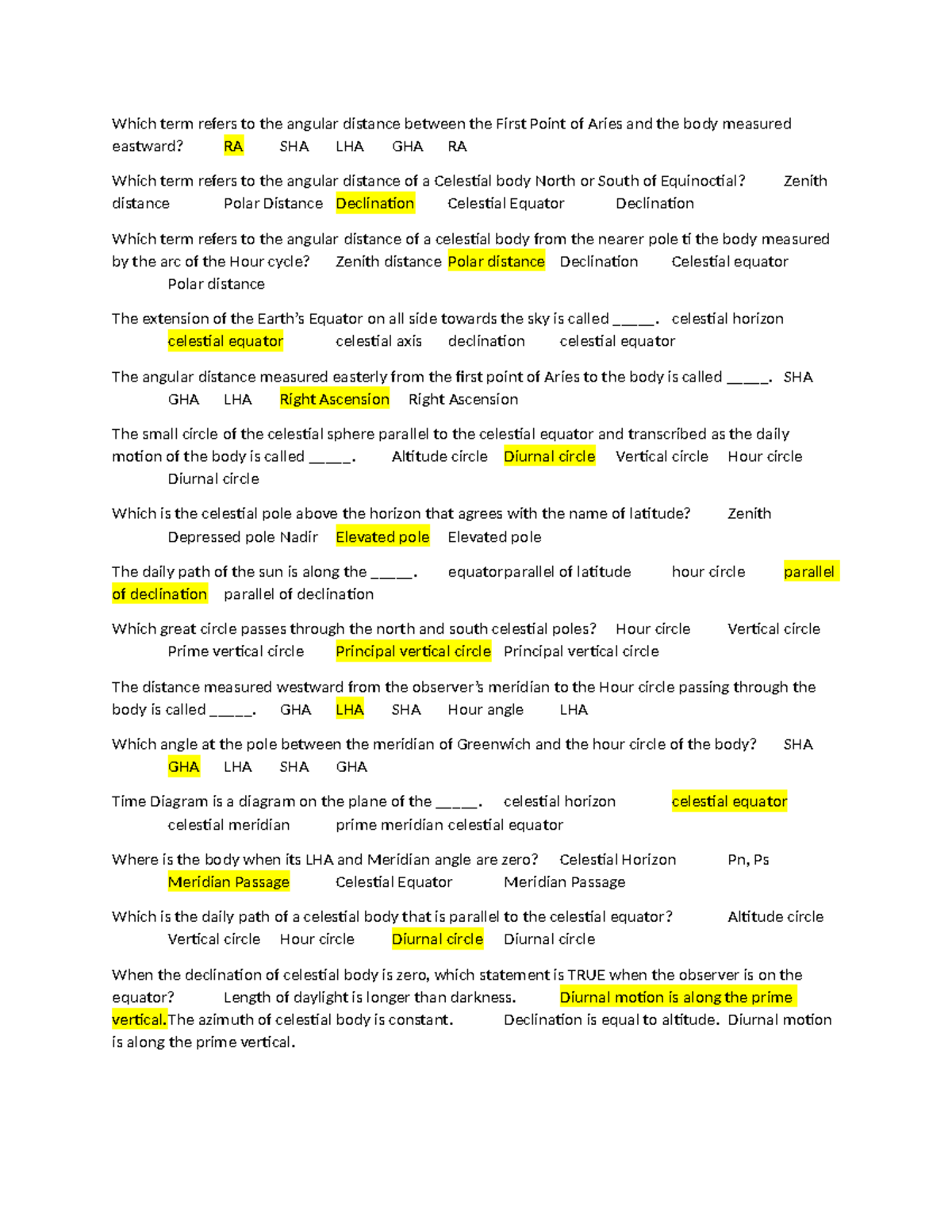 Cel Nav 4Reviewer Docx - of course - Which term refers to the angular ...