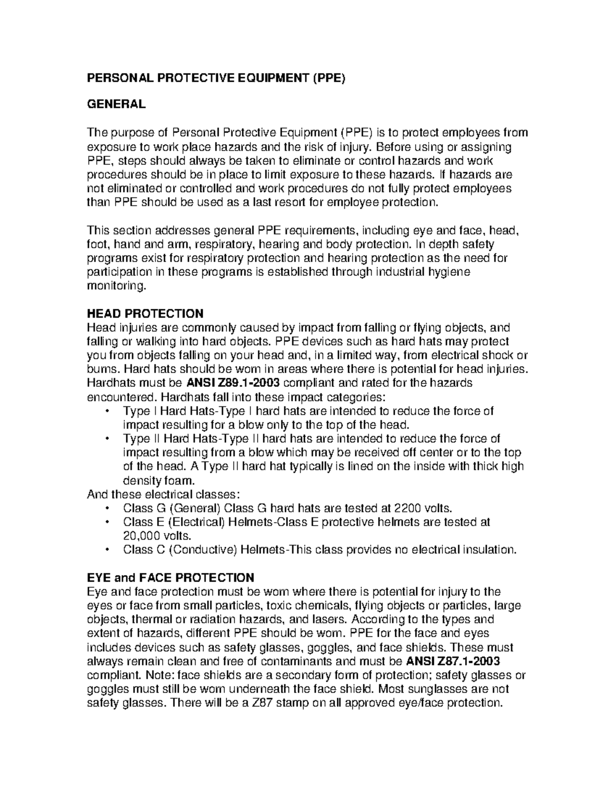 05 OPF Safety Program Manual - Personal Protective Equipment - PERSONAL ...