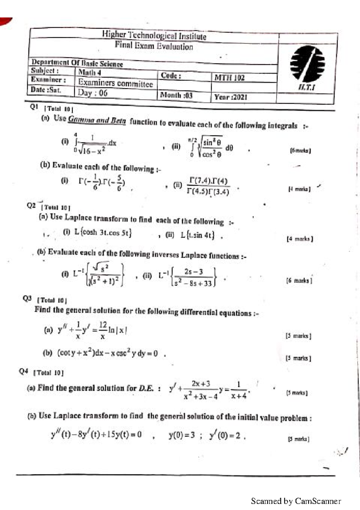 Math4 Final Revision - strength of material - Studocu
