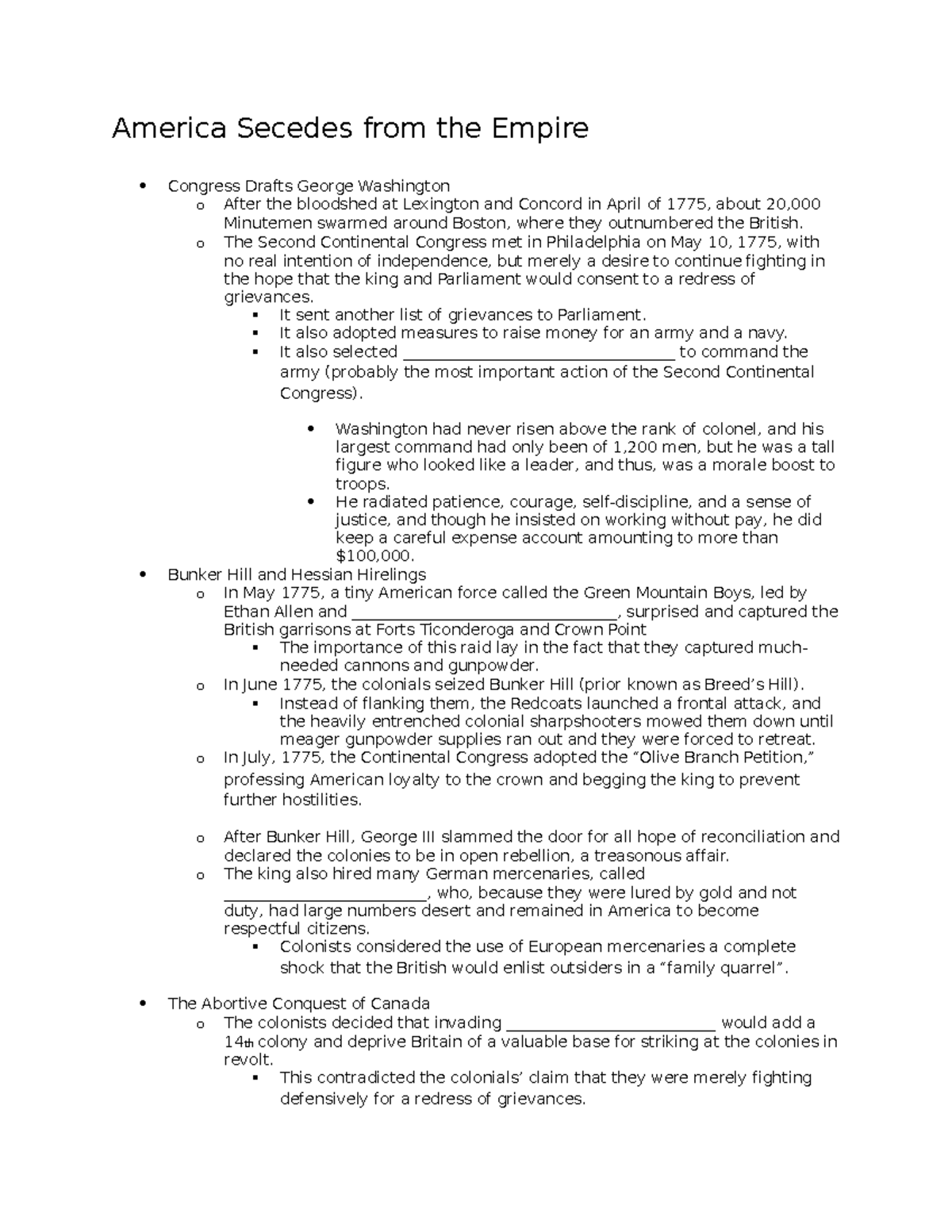 Unit 4 Guided Notes v2 - dope - America Secedes from the Empire ...
