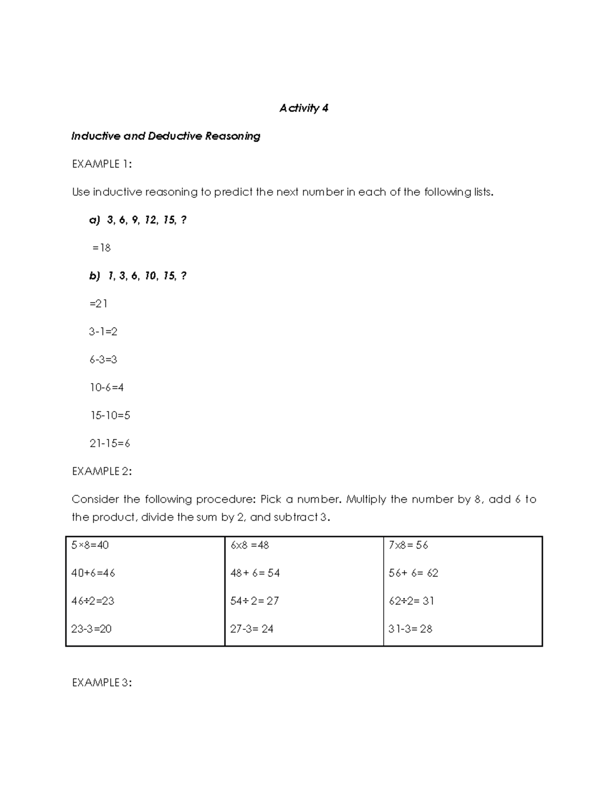 GE 4 Mathematics in the Modern World - Activity 4 Inductive and ...