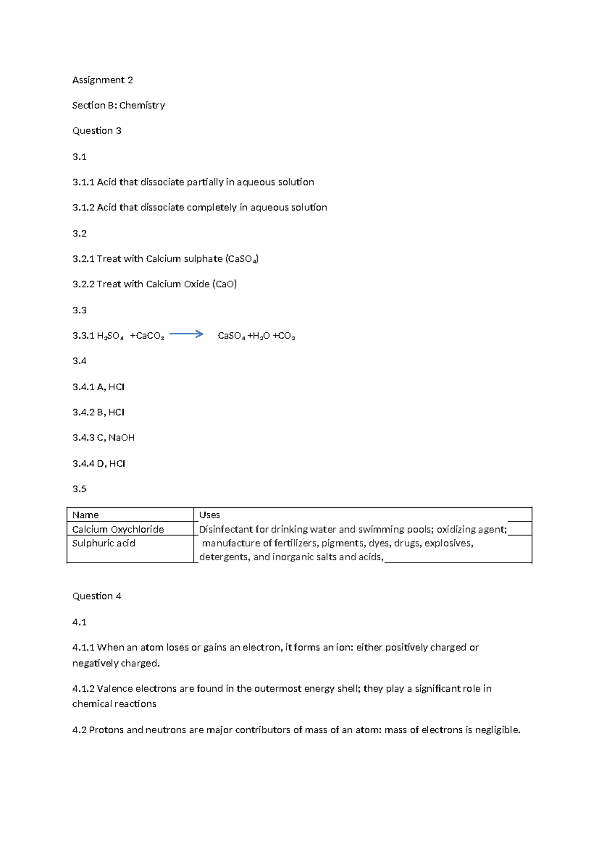 Assignment 2 Basic Science - Assignment 2 Section B: Chemistry Question ...