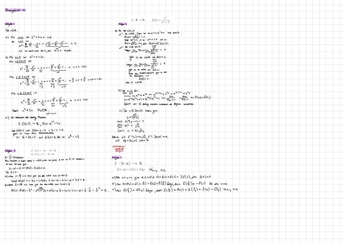 Übungsblatt 10 - WiSe - Übungsblatt 10 Aufgabe 1 Aufgabe B ####### Sei ...