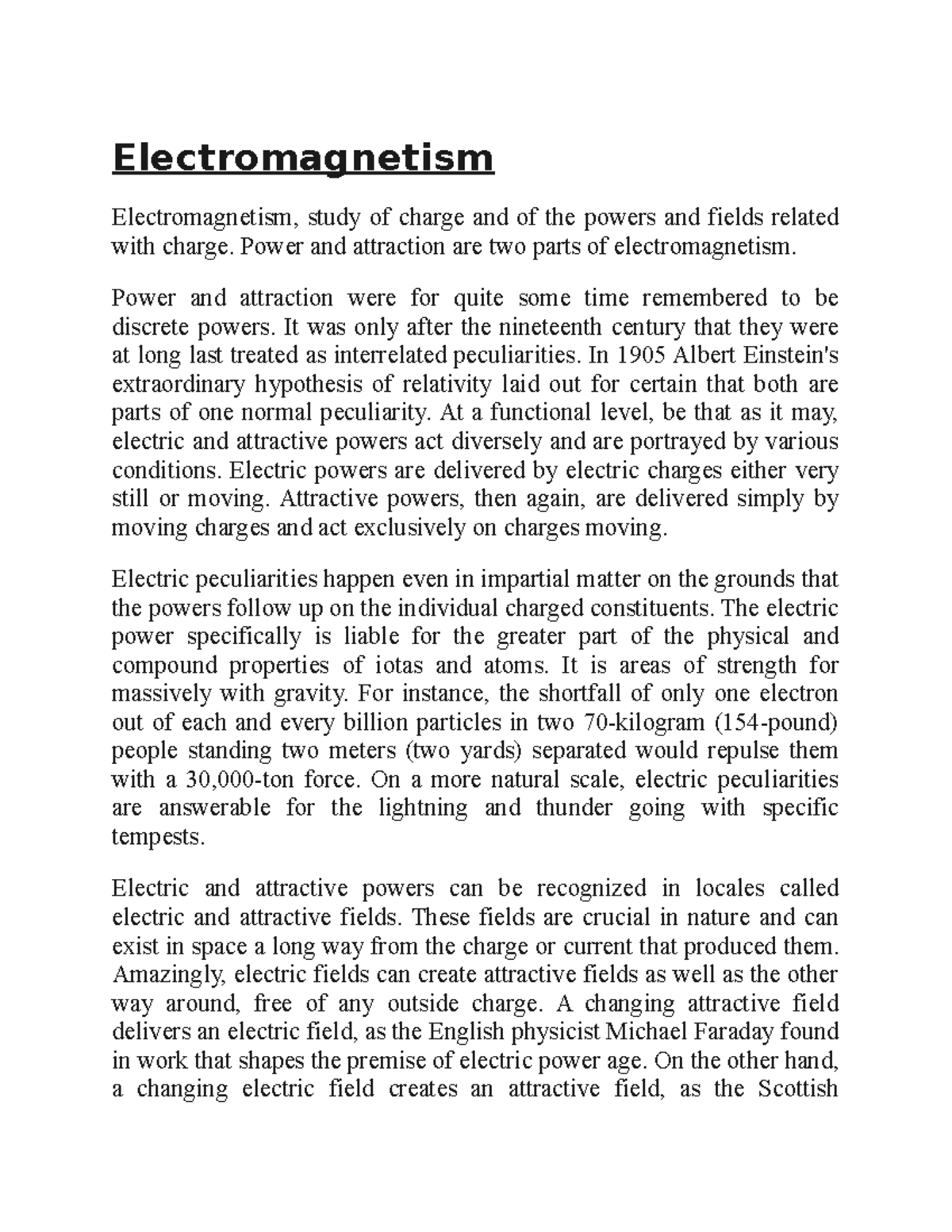 Electromagnetism - Electromagnetism Electromagnetism, study of charge ...