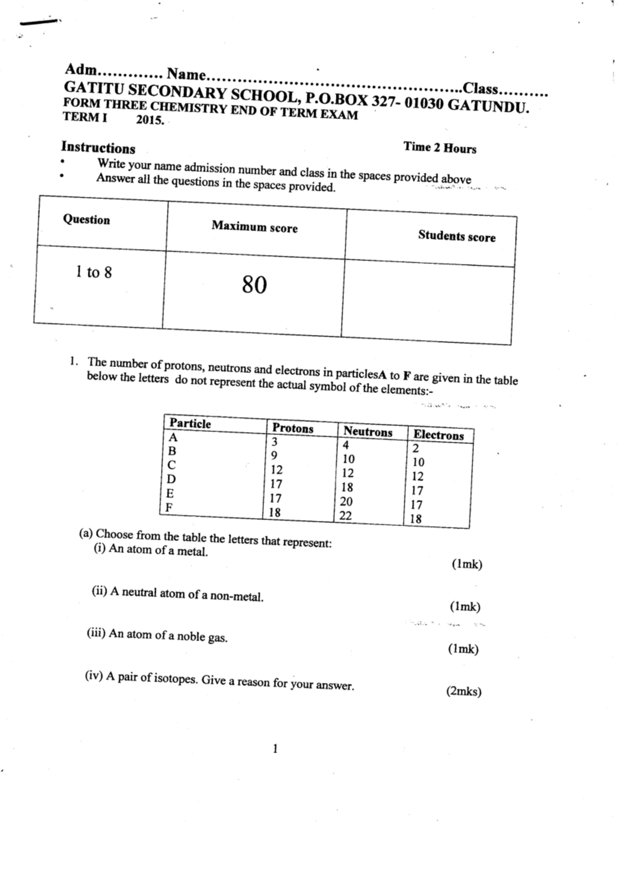 Chem f3 t1 24721 002 - kenya certificate of secondary education - Studocu