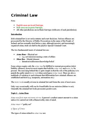 2 Mens Rea - Topic 2 - Liz Heffernan - Criminal Law - Mens Rea Sweet v ...