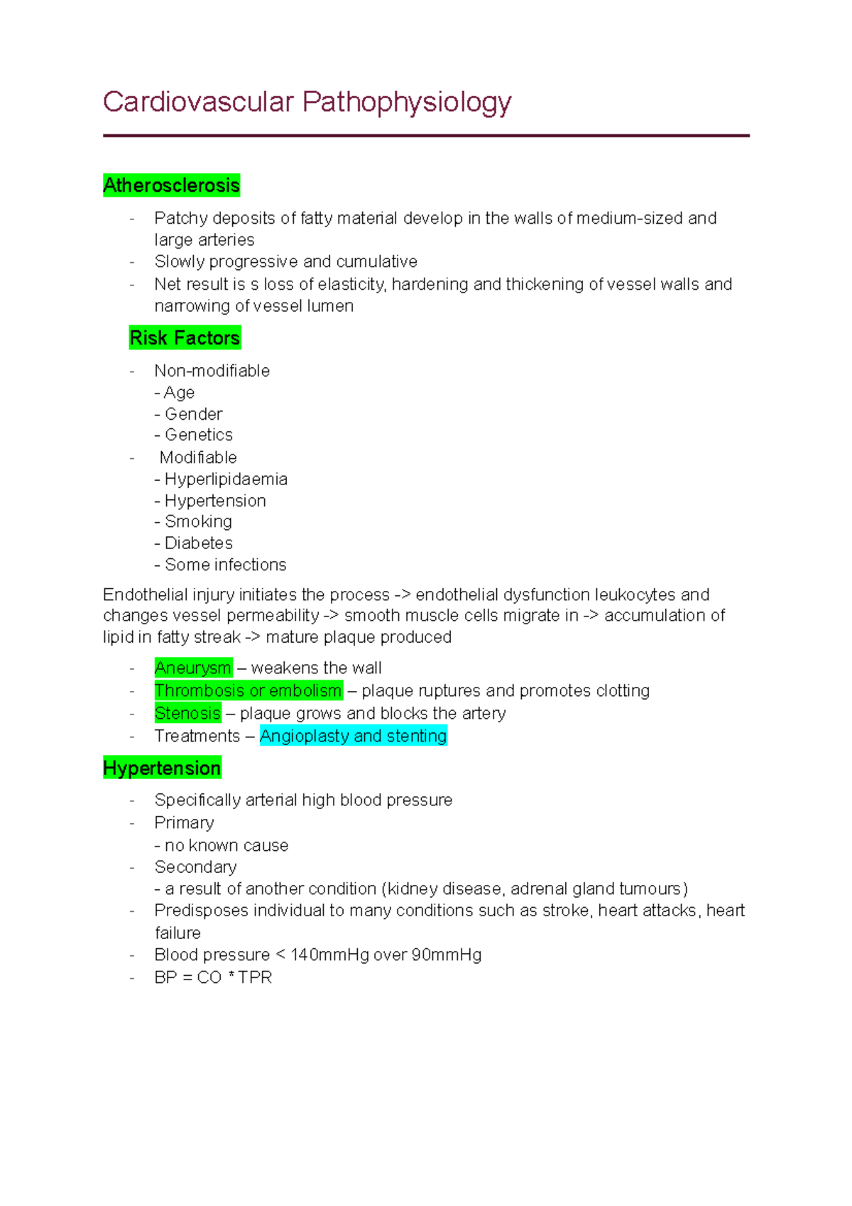 6-Cardiovascular Pathophysiology - Cardiovascular Pathophysiology ...