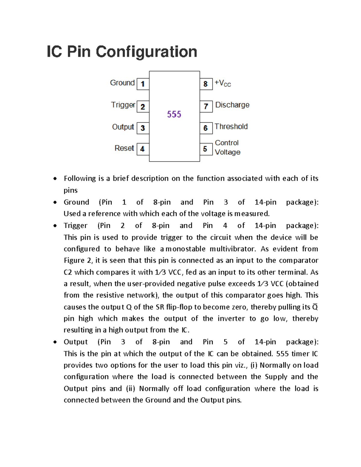 24 - IC Pin Configuration - IC Pin Configuration Following is a brief ...