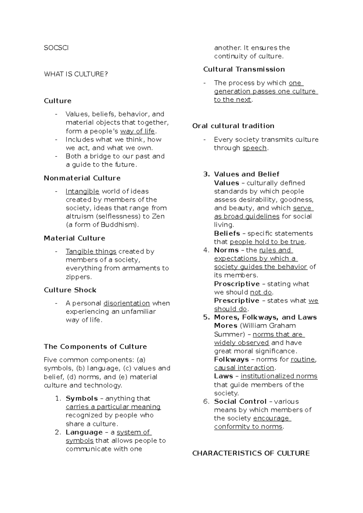 Society and Culture - LQ Finals - SOCSCI WHAT IS CULTURE? Culture ...