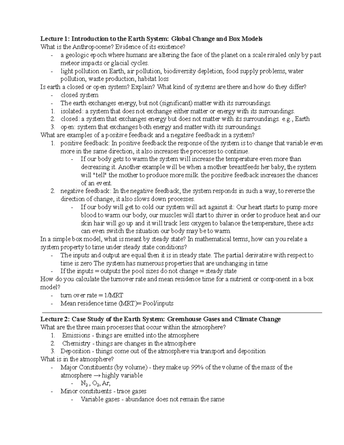 ESM 120 Midterm 1 Review questions - Lecture 1: Introduction to the ...