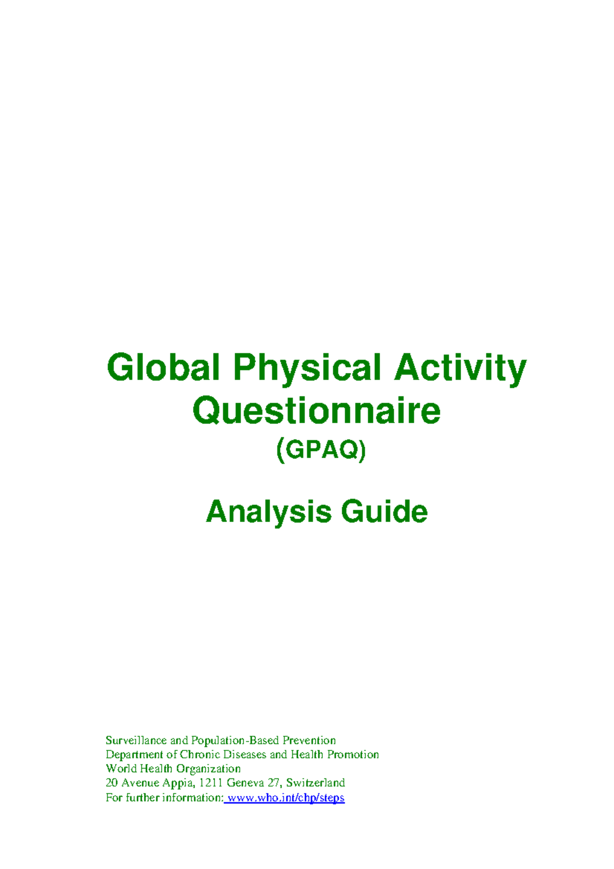3 GPAQ Analysis Guide - Interesante texto - Global Physical Activity ...