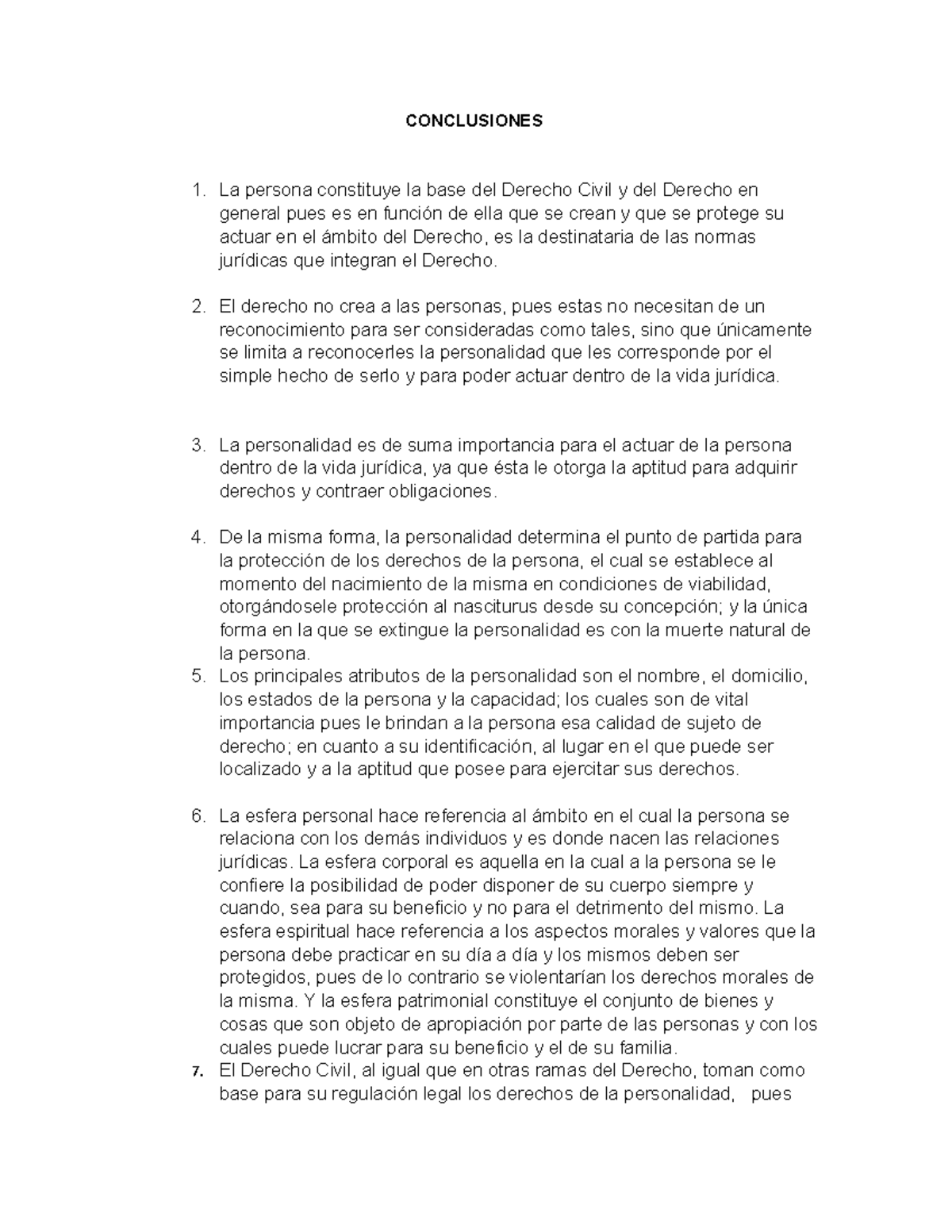 Conclusiones - conlusion sobre la persona juridica individual ...