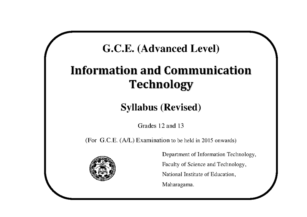 Al ict old syllabus english - G.C. (Advanced Level) I ...