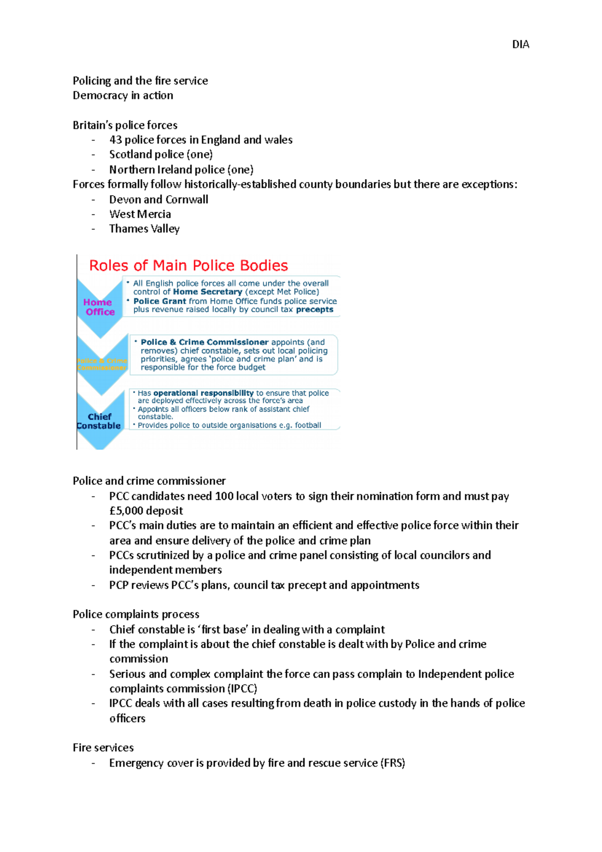 Policing and the fire service - DIA Policing and the fire service ...