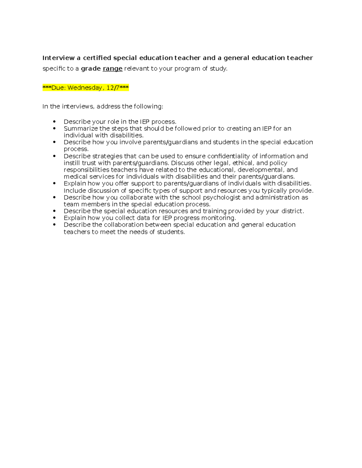 Interview Questions - Interview a certified special education teacher ...