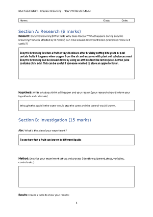 NEA2 - food tech for gcse - SECTION A For the purpose of NEA2 I have ...