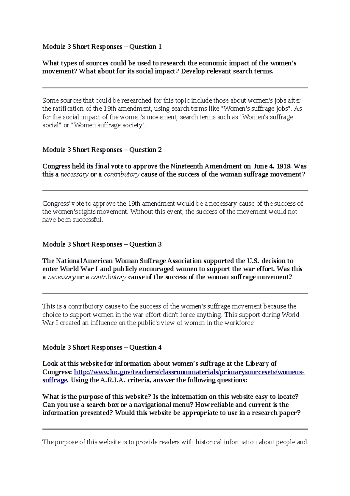 Module 3 Short Responses - Module 3 Short Responses – Question 1 What ...