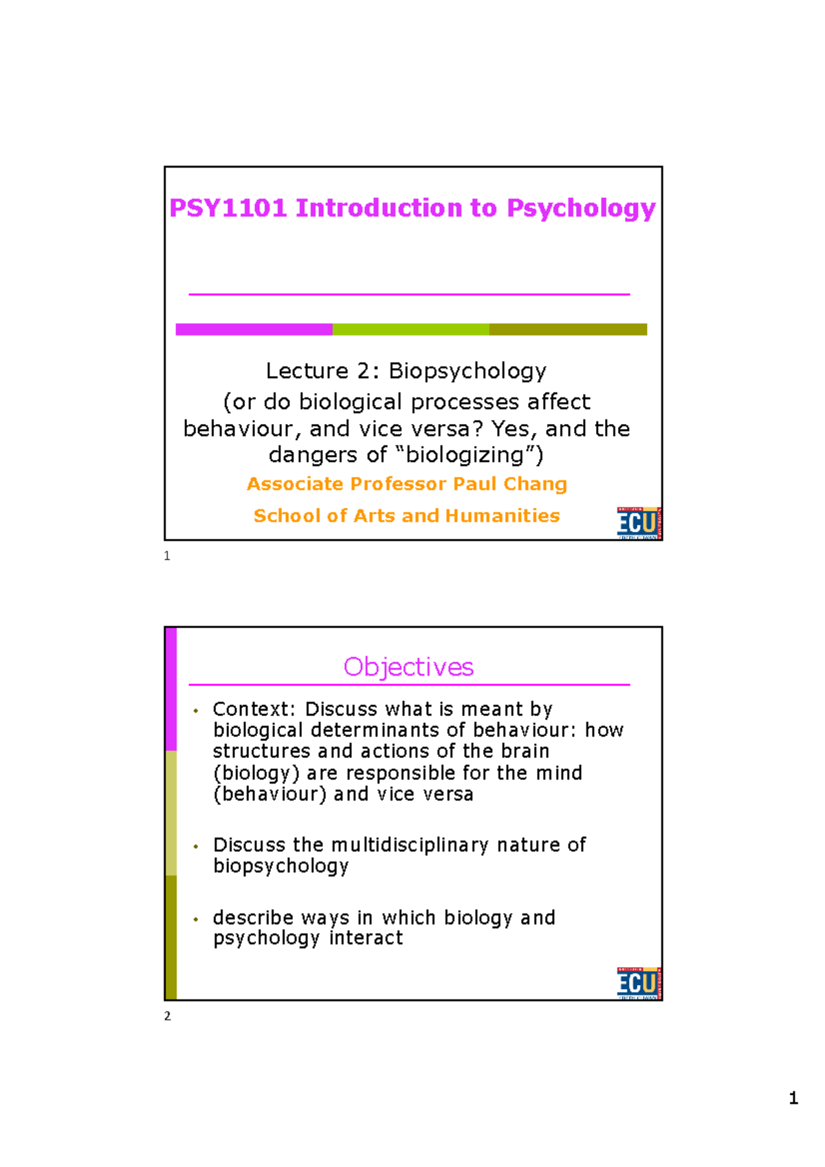 1101.Lecture 2 biopsychology 2022 2 two per page - Lecture 2 ...