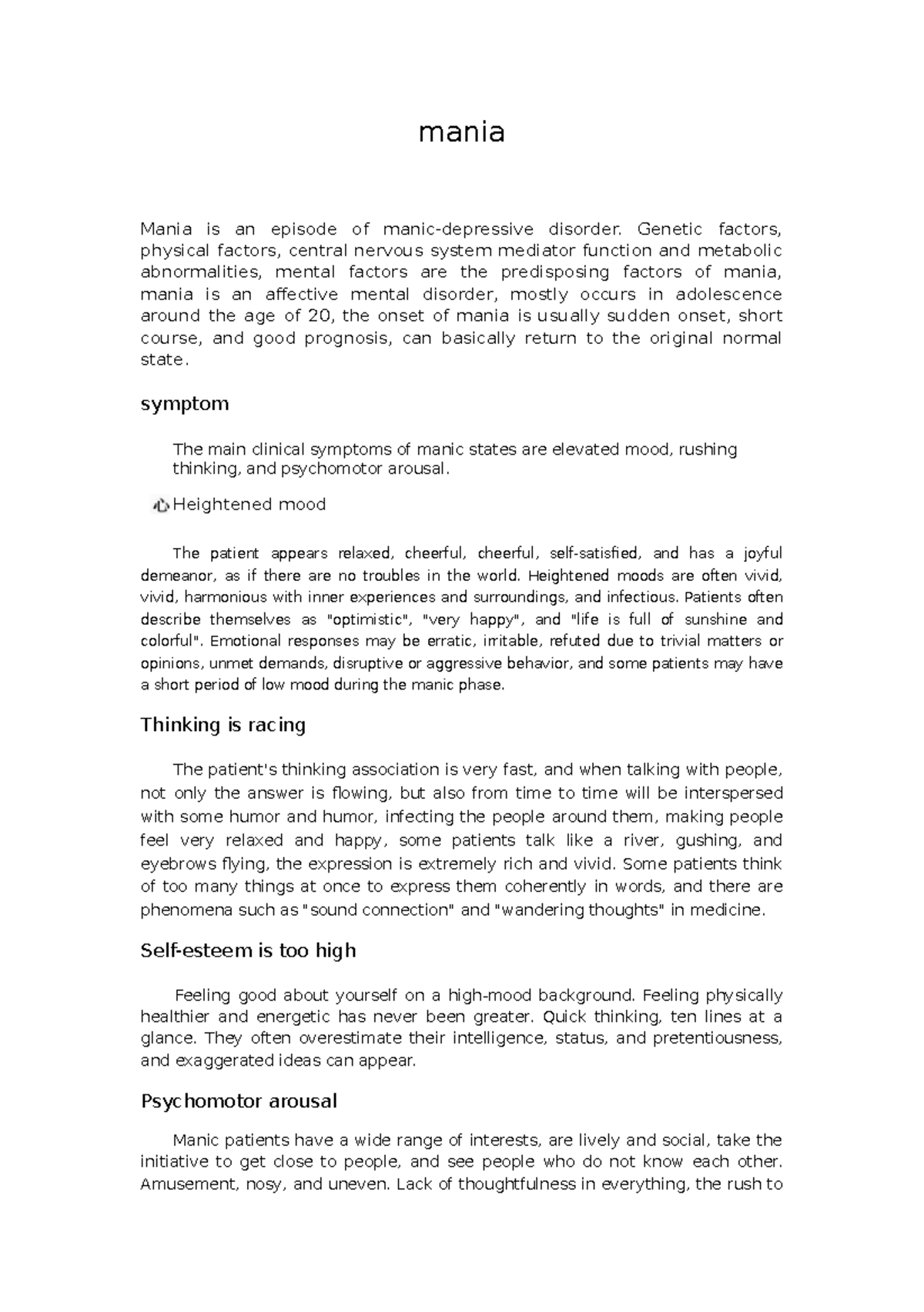 NRS 119 Mania - week 2 - mania Mania is an episode of manic-depressive ...