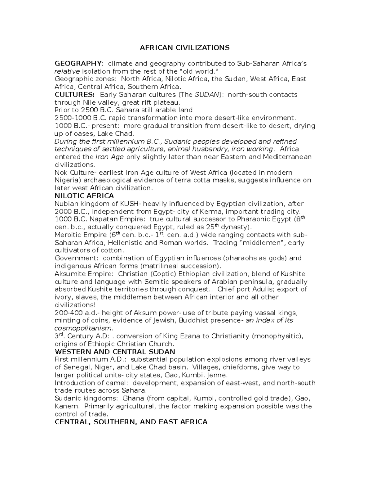 African+ Civilizations - AFRICAN CIVILIZATIONS GEOGRAPHY: climate and ...