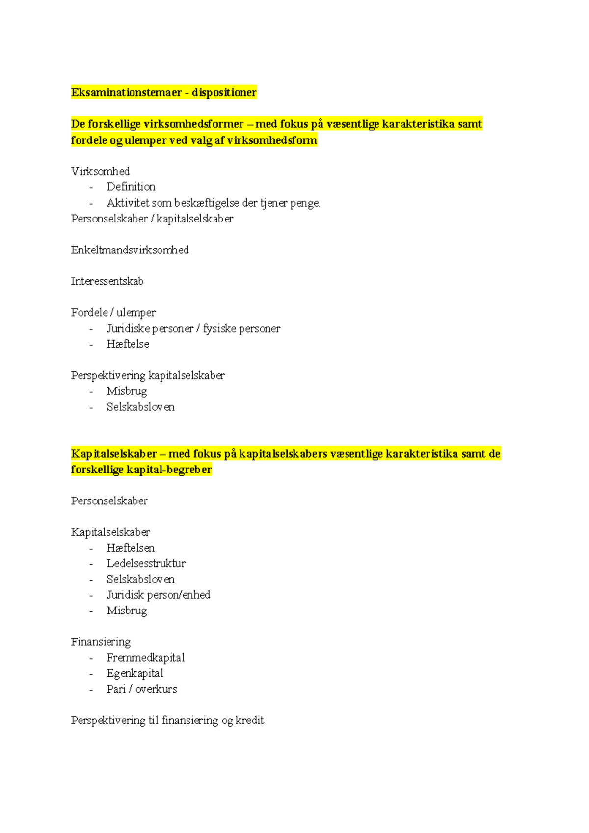 Disposition eksamenstemaer - Eksaminationstemaer - dispositioner De ...