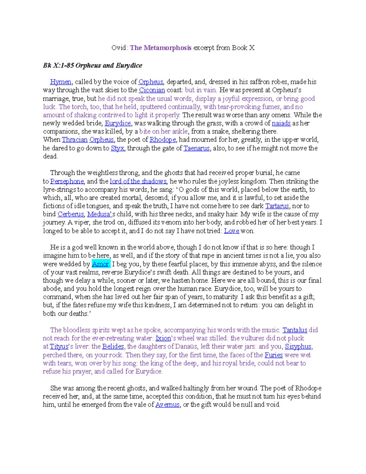 ENG 392 Poetry Orpheus - practice materials - Ovid: The Metamorphosis ...