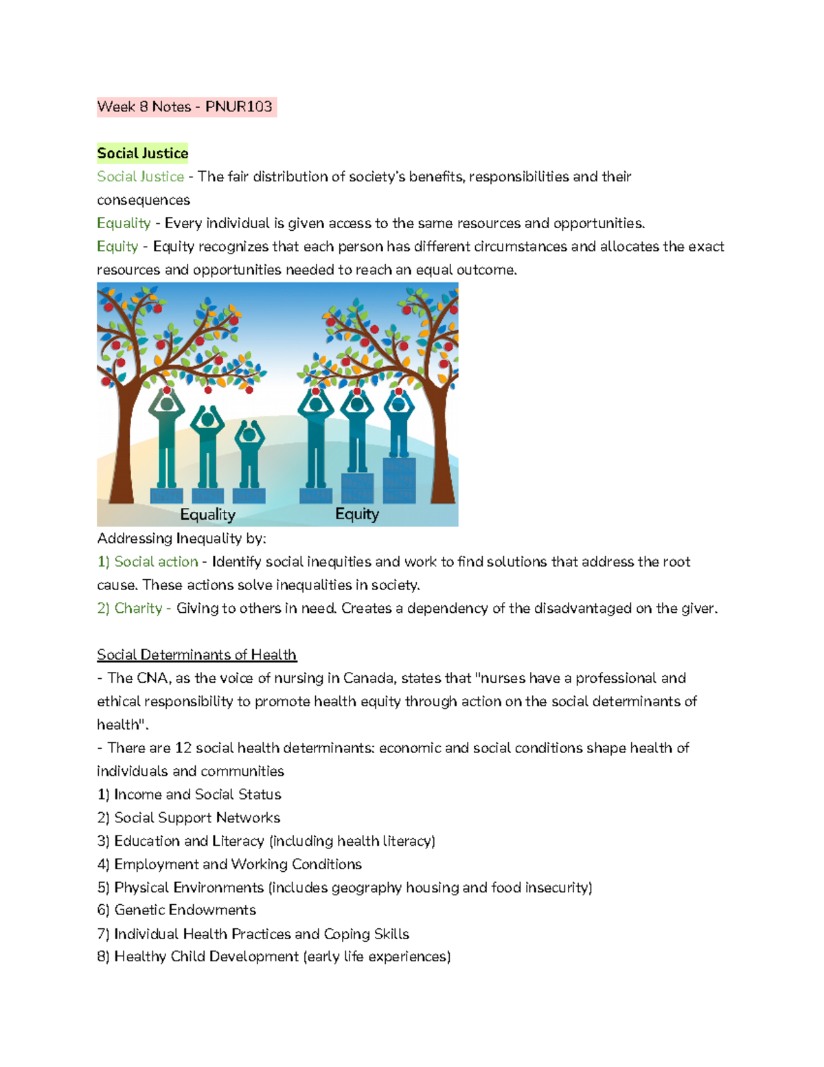 Week 8 Notes - Social justice - Week 8 Notes - PNUR Social Justice ...