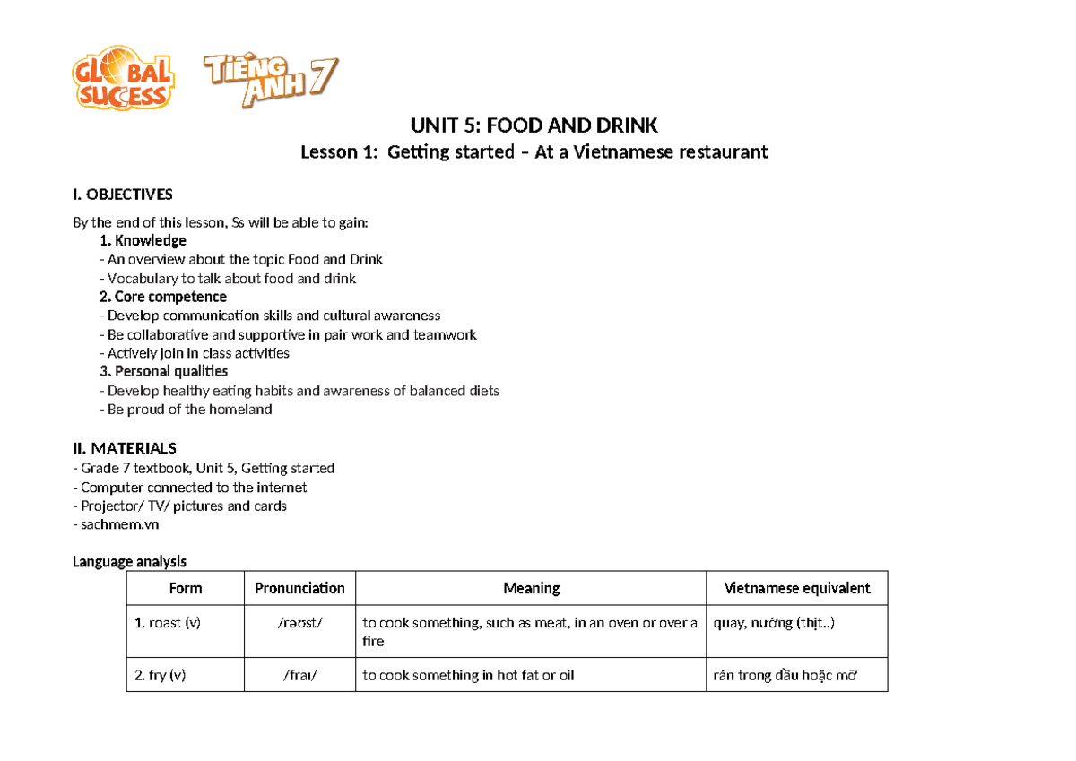 TA7-Unit 5 - english for everyone - UNIT 5: FOOD AND DRINK Lesson 1 ...