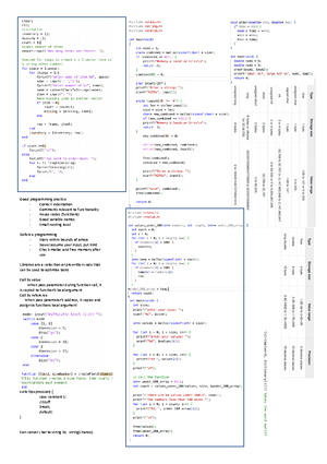Matlab and C - Summary of lecture an tutorial notes - Week 1 Variables ...