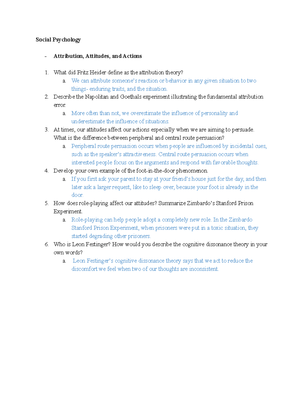 SOCIAL PSYCHOLOGY* - Social Psychology - Attribution, Attitudes, and ...