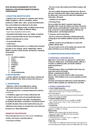 Chapter 2 Collecting Subjective Data The Interview and Health History ...