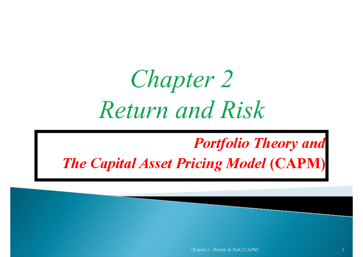 Chapter 2 - Portfolio Management - Portfolio Theory and The Capital ...
