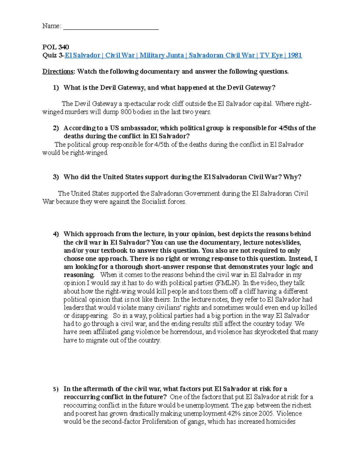 Quiz 3 (2) - n/a - Name: ___________________________ POL 340 Quiz 3-El ...
